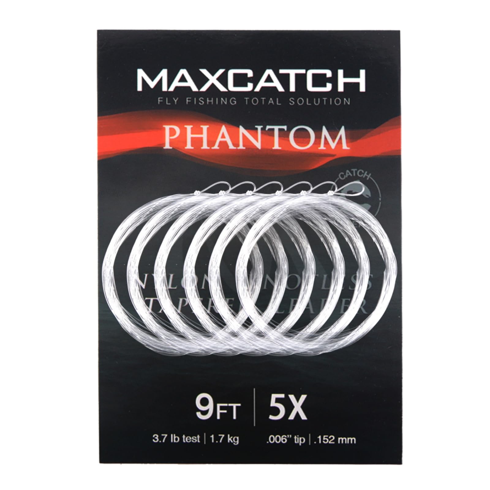 Maxcatch Fly Fishing Tapered Leader Line 6 Pack -Pre-Tied Loop- Tensile Strength- Abrasion Resistance- Low Memory 7.5ft/9ft/12ft/15ft, 0X-6X(9ft 4X(6pcs))