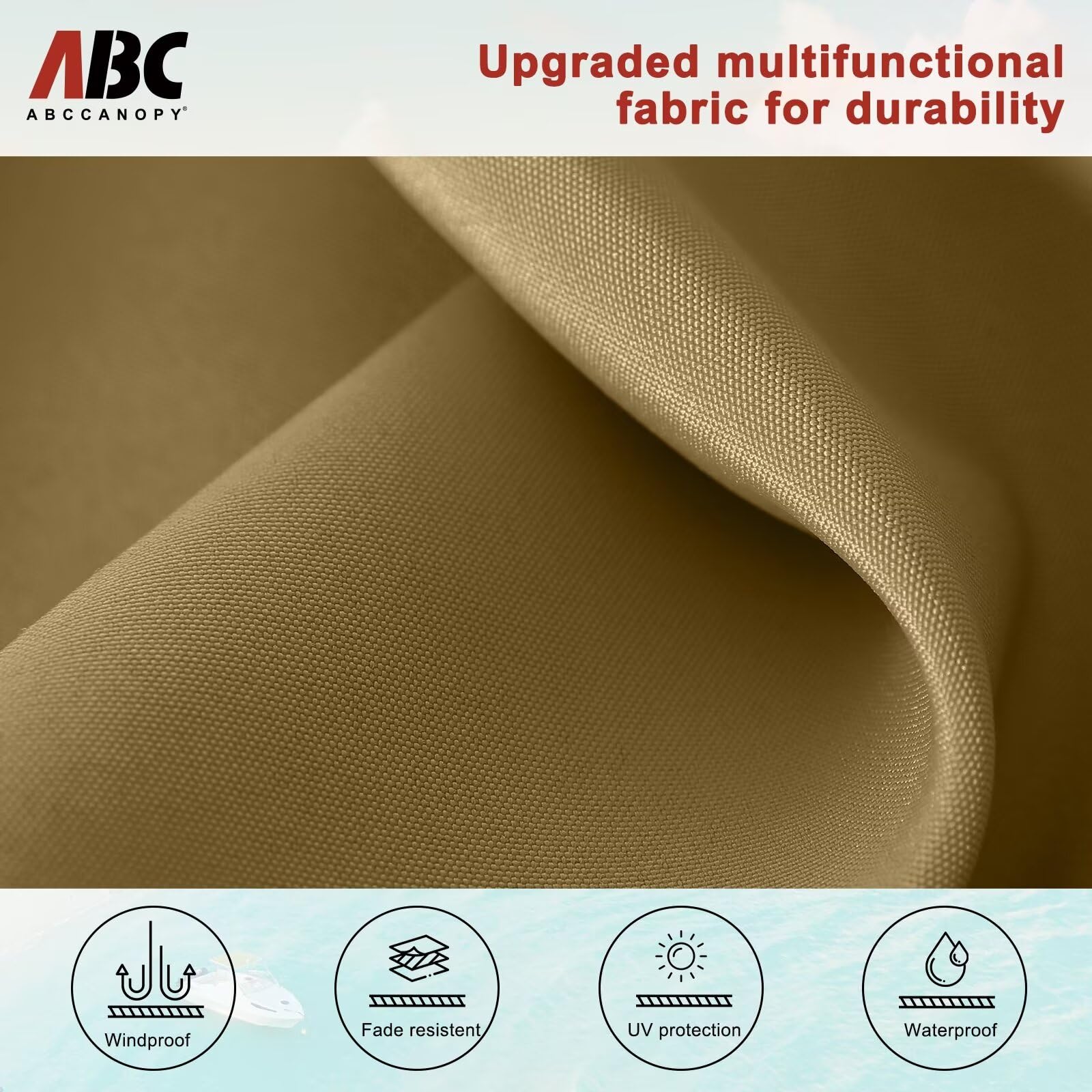 ABCCANOPY Patio Umbrella 11FT - Outdoor Half Umbrellas for Patio, Backyard, Garden, Deck (Khaki)