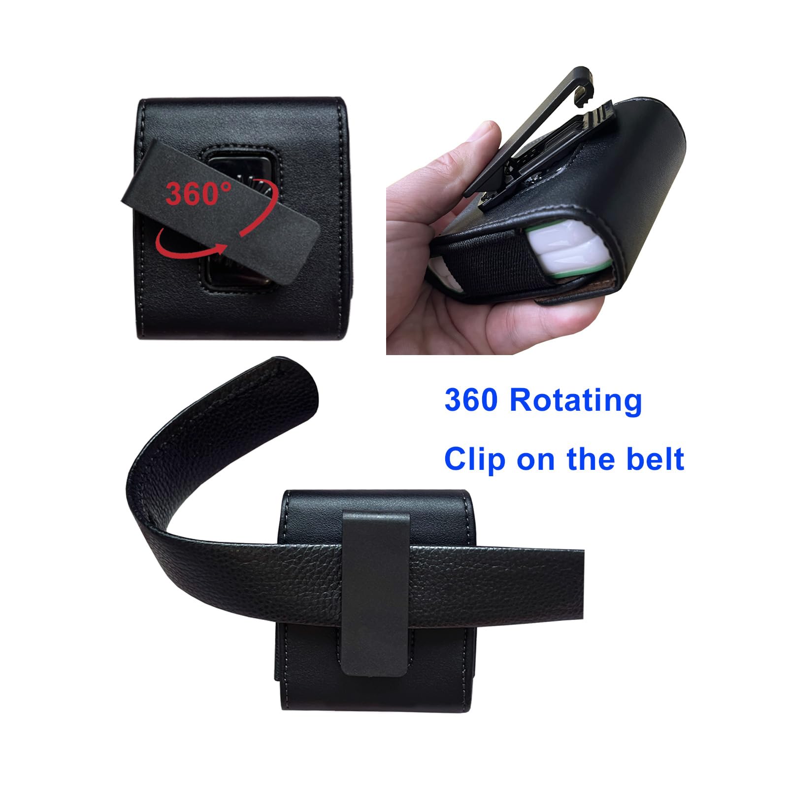 for Galaxy Z Flip 6/5/4/3 Belt Phone Holster, 360 Rotating Leather Phone Pouch Case, Belt Clip Phone Holder for Motorola Razr Plus, Razr 40 Ultra, Razr 5G 2023