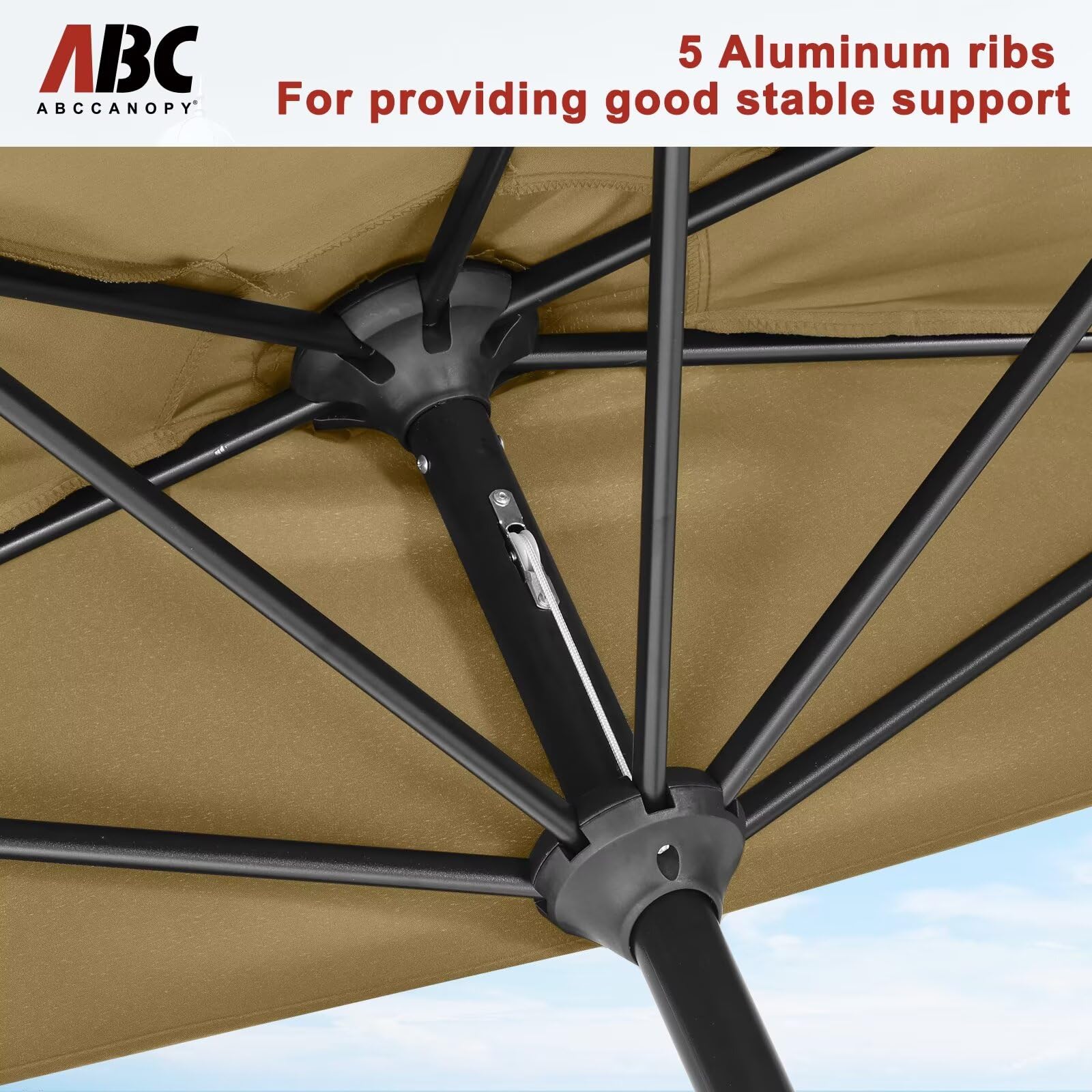 ABCCANOPY Patio Umbrella 11FT - Outdoor Half Umbrellas for Patio, Backyard, Garden, Deck (Khaki)
