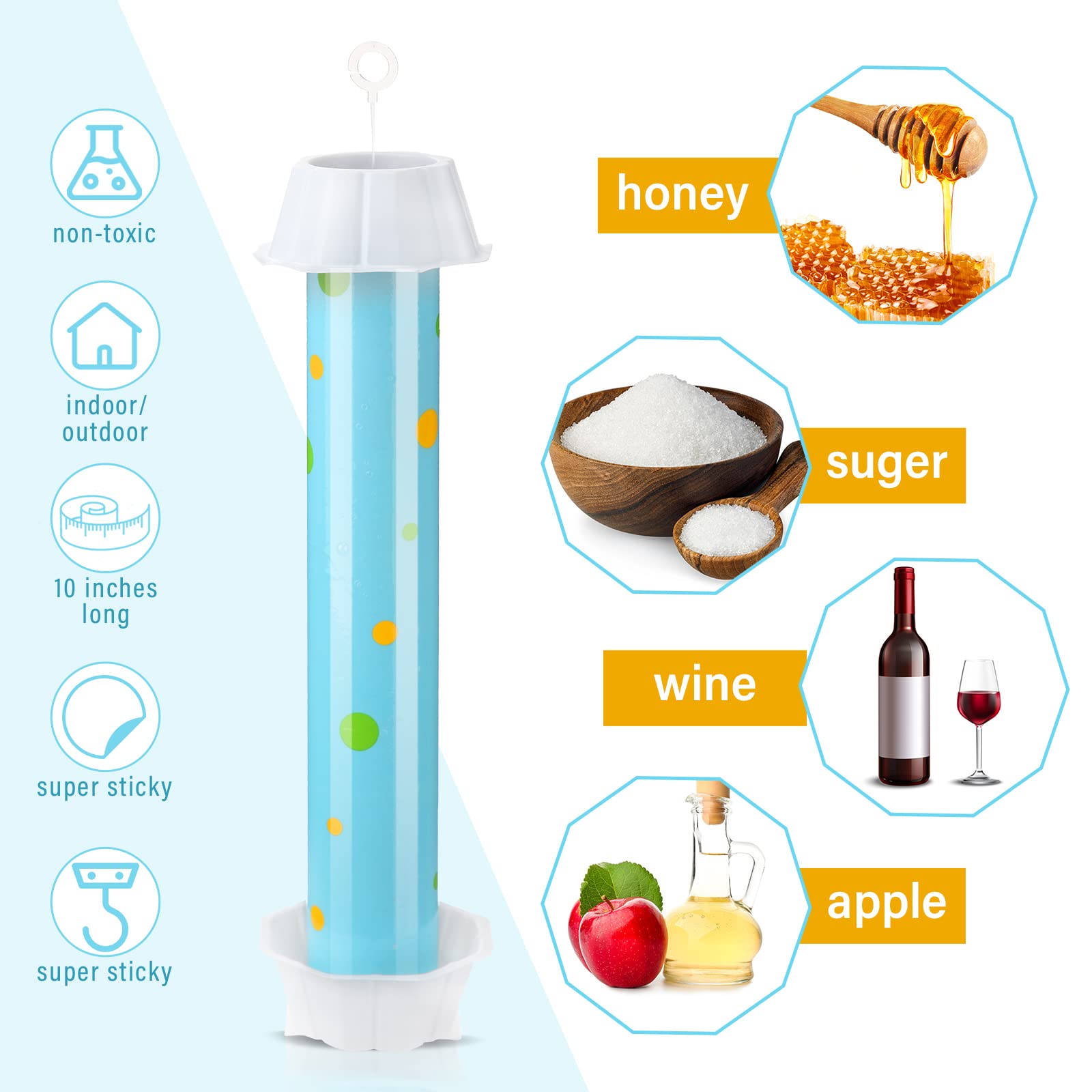 2 Pcs Sticky Fly Trap Fly Stick with Hanging Hook Adhesive Fly Catcher for Indoor Outdoor Trap Houseflies and Flying Insects Mosquito Bee Wasp Moth