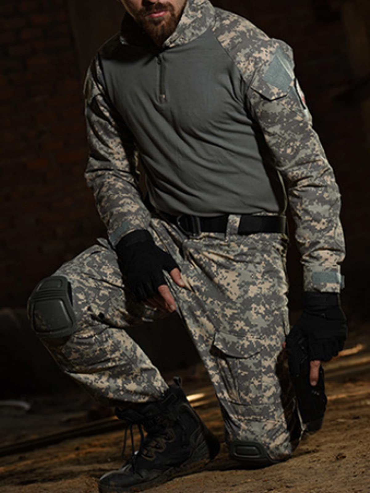 HARGLESMAN G3 Combat Pants Military Clothes Suits ACU with Knee Pads for Men Tactical Bottom Trousers for Work Training Hunting Airsoft Paintball Uniform Sets Apparel Gear ACU M