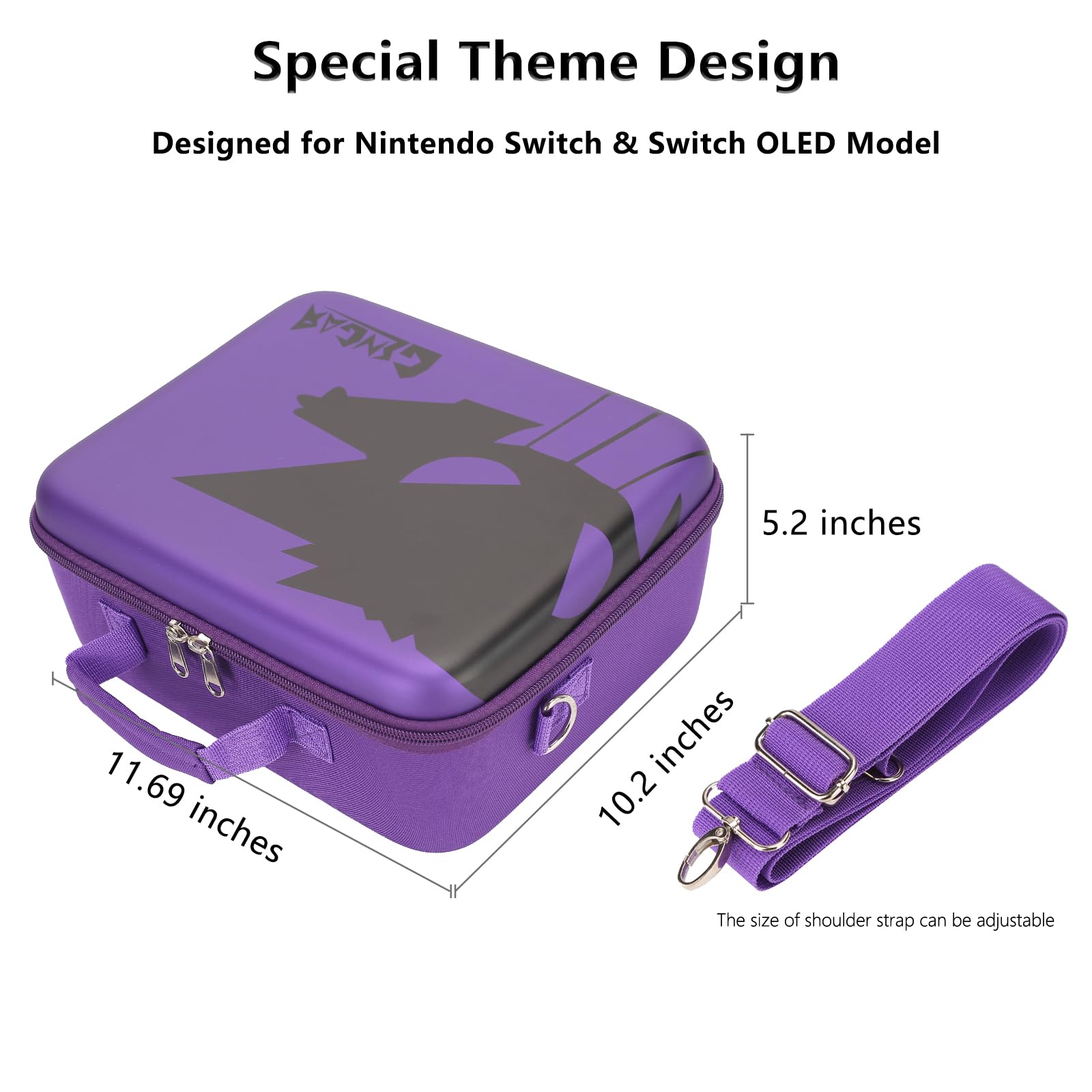 Switch Carrying Case Compatible with Nintendo Switch / Switch OLED, Professional Full Protection Travel Bag with Removable Strap for All Nintendo Switch Console Pro Controller Accessories
