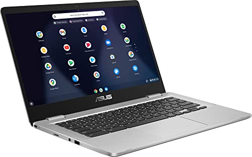 2022 Newest ASUS Chromebook 14" FHD Nano-Edge Display Light Laptop, Intel Celeron N3350 (Up to 2.4GHz), 4GB RAM, 32GB eMMC, HD Webcam, WiFi, HDMI, 802.11ac, Bluetooth, USB-C,Chrome OS, w/MarxsolCables