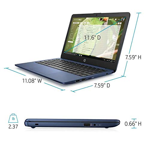 HP 2020 Stream 11.6 inch Laptop Computer Intel Celeron N4020 Upto 2.8 GHz, 4GB RAM, 32GB eMMC Storage, Windows 10 Home, 13Hr Battery Life, Office 365 1Year, (Royal Blue)