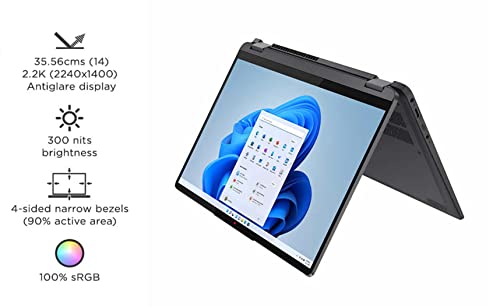 Lenovo Flex 5 14" 2-in-1 Touchscreen Laptop - AMD Ryzen 7 5700U - 16:10 2K QHD (2240 x 1400) 100% sRGB Display - 16GB RAM - 512GB PCIe SSD - Type-C - Fingerprint - Wi-Fi 6 β Win 11- w/HDMI Cable