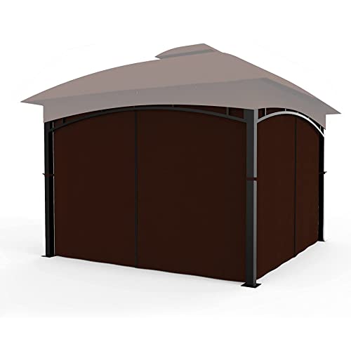COZYVIDA Gazebo Universal Replacement Privacy Curtains 4-Panels sidewall with Zipper (ONLY Curtain) (10' x 10', Coffee)