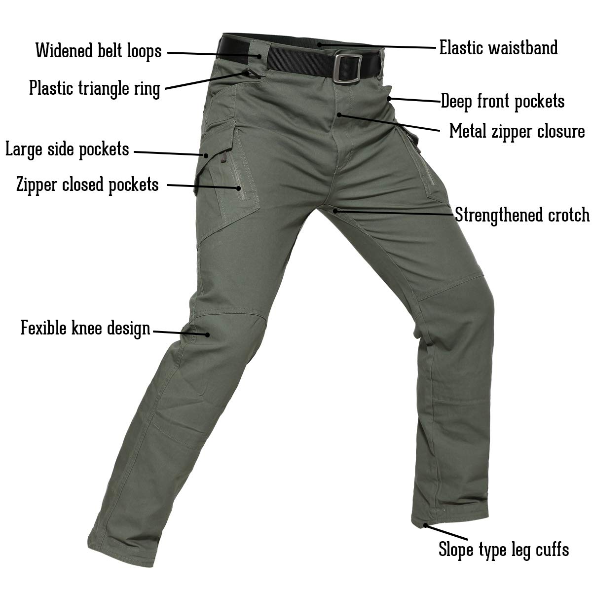 CARWORNIC Gear Men's Tactical Military Pants Lightweight Outdoor Work Hiking Combat Cargo Trousers with Multi Pocket