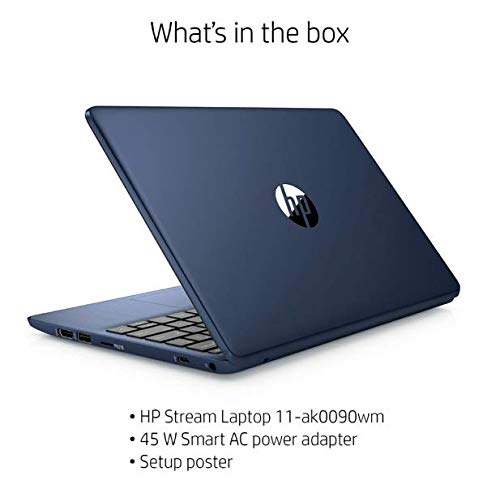 HP 2020 Stream 11.6 inch Laptop Computer Intel Celeron N4020 Upto 2.8 GHz, 4GB RAM, 32GB eMMC Storage, Windows 10 Home, 13Hr Battery Life, Office 365 1Year, (Royal Blue)