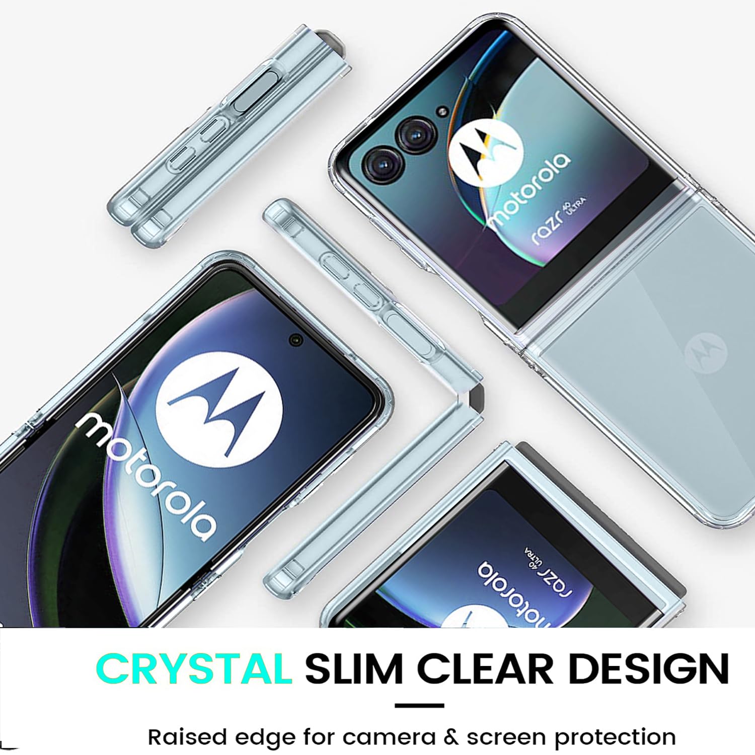 Zeking for Motorola Razr 40 Ultra Case, Acrylic Transparent Hard Clear Hybrid Cover Non-Yellow Shockproof Bumper Slim Thin Case Cover