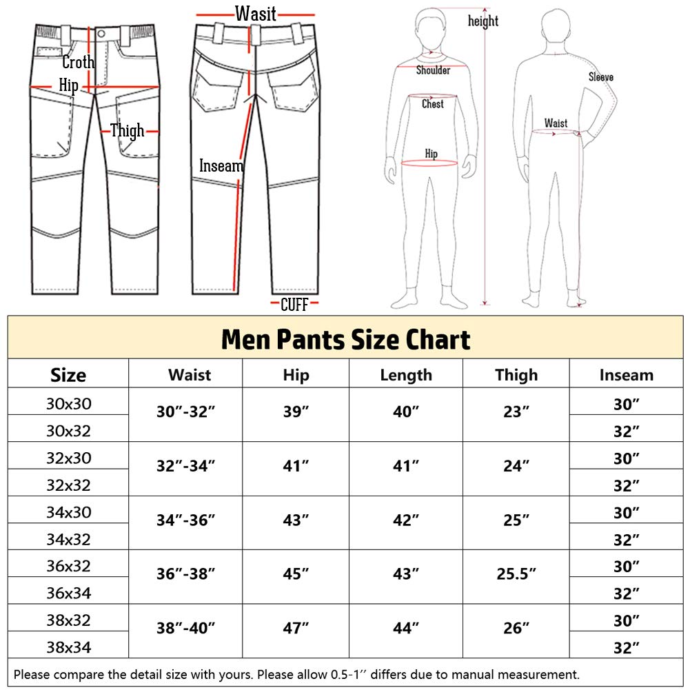 CARWORNIC Gear Men's Tactical Military Pants Lightweight Outdoor Work Hiking Combat Cargo Trousers with Multi Pocket