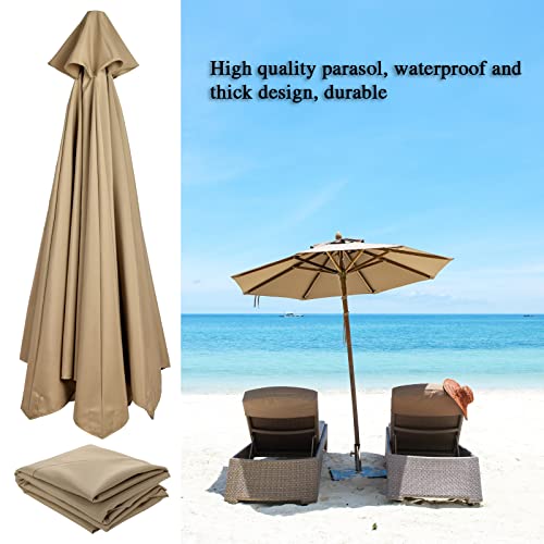 UUHUKP Patio Umbrella Outdoor,Parasol Replacement Canopy Outdoor Market for 8 Ribs UV blocking Cover, 8 Ribs 9.8Ft