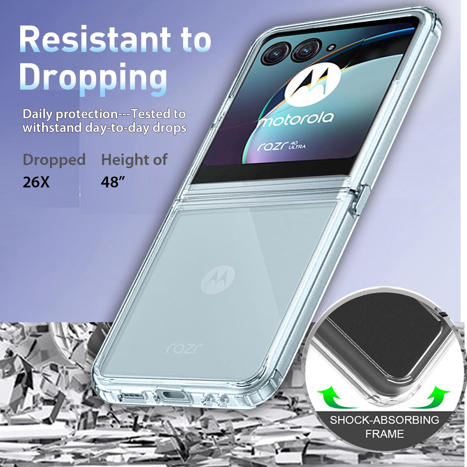 Zeking for Motorola Razr 40 Ultra Case, Acrylic Transparent Hard Clear Hybrid Cover Non-Yellow Shockproof Bumper Slim Thin Case Cover