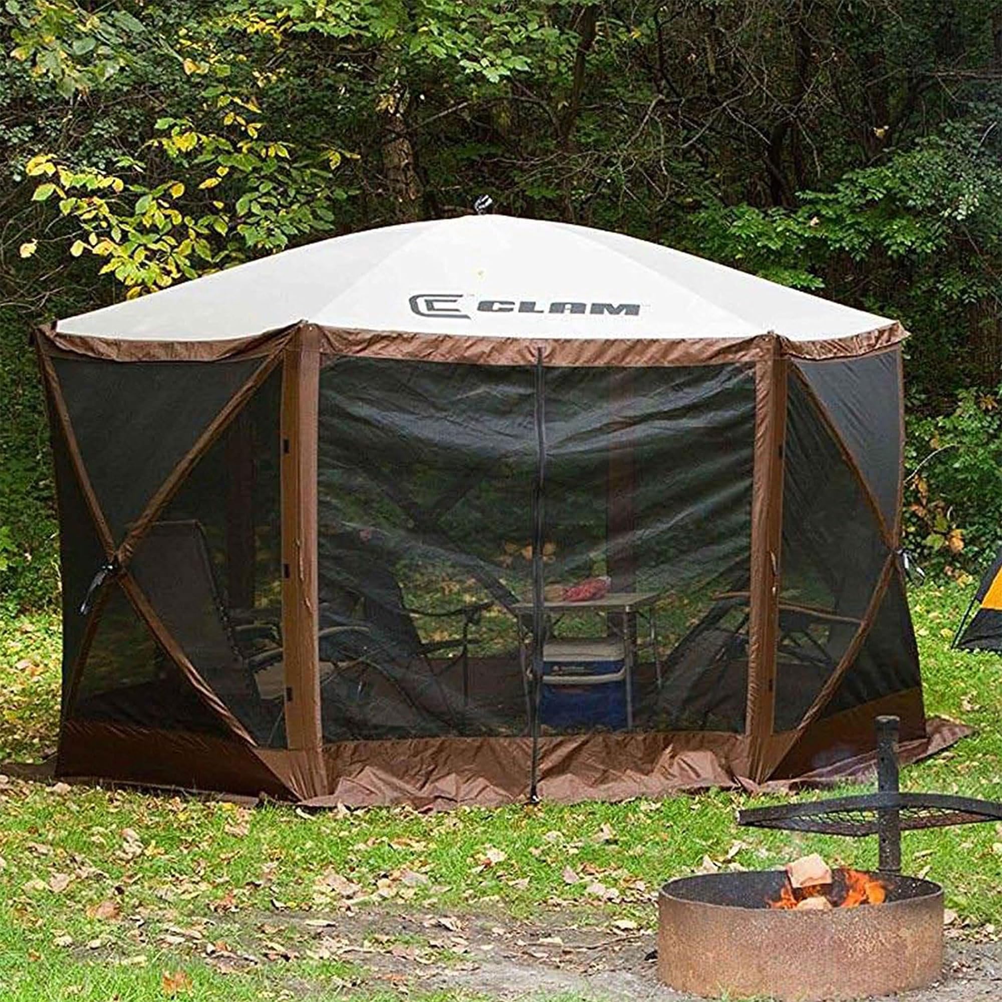 CLAM Pop Up Screen Tent, Outdoor Camping Gazebo Canopy, Escape, 11.5', Brown