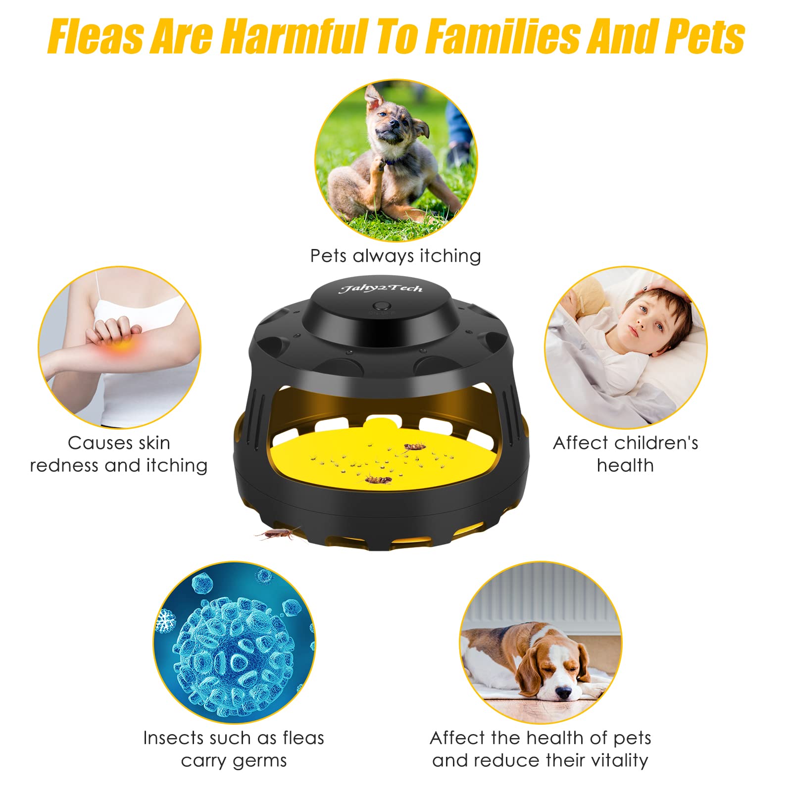 2 Pack Flea Traps for Inside Your Home,2023 ๐จ๐ฝ๐ด๐ฟ๐ฎ๐ฑ๐ฒ๐ฑ Flea Trap with LED Light for Indoor,Flea Killer Bed Bug Trap with 20 Sticky Pads,Sticky ๐๐น๐ฒ๐ฎ ๐ง๐ฟ๐ฎ๐ฝ,Safe for Kids,Friendly to Pets