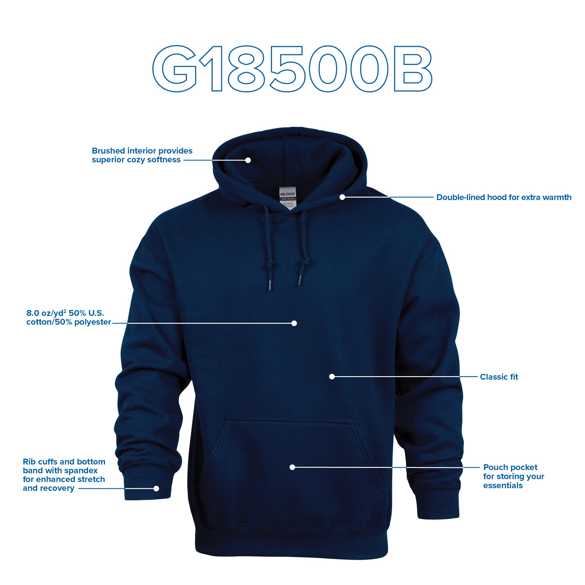 Gildan Youth Hoodie Sweatshirt, Style G18500B, Red, Large