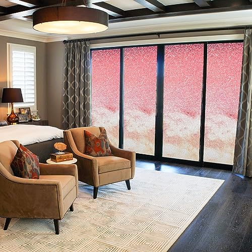IOACIY Privacy Window Film Frosted Glass Sticker for Home Office Static Anti-UV Window Paper Decorative Window Covering for Bathroom (Universe Outer Space Starry Sky Red Blue-62, 17.7" x 23.6")