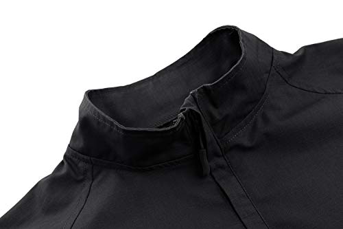 CRYSULLY Men's Spring Sport Assault Military Camo Tactical Combat Shirt Black