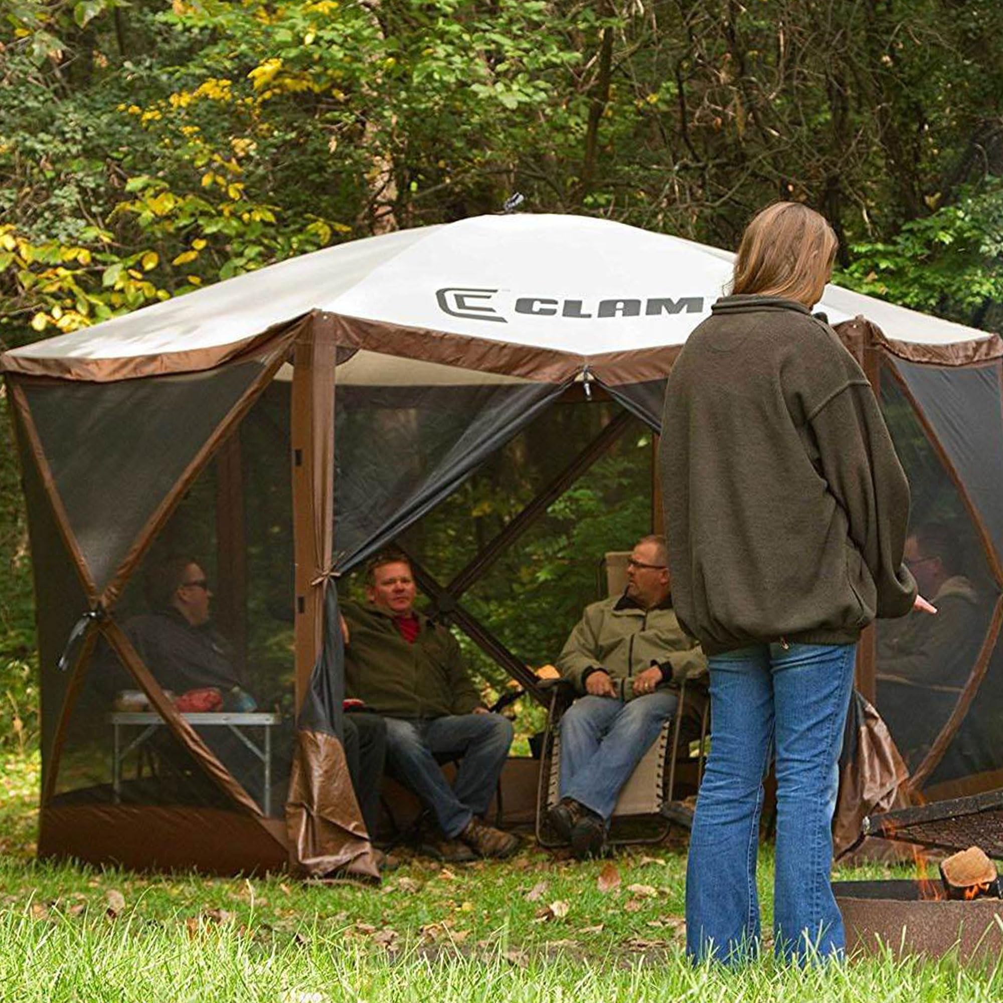 CLAM Pop Up Screen Tent, Outdoor Camping Gazebo Canopy, Escape, 11.5', Brown