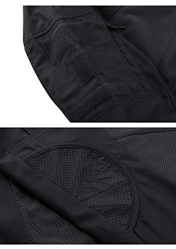 CRYSULLY Men's Spring Sport Assault Military Camo Tactical Combat Shirt Black