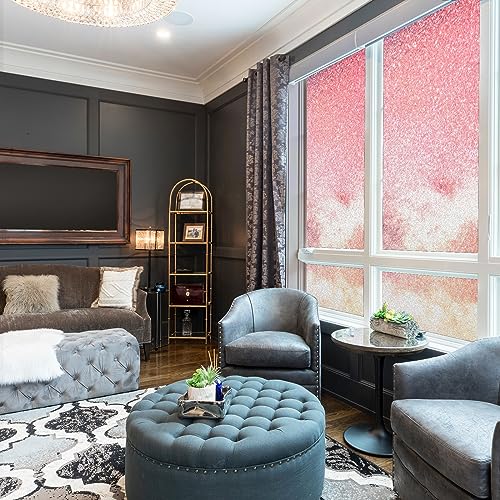 IOACIY Privacy Window Film Frosted Glass Sticker for Home Office Static Anti-UV Window Paper Decorative Window Covering for Bathroom (Universe Outer Space Starry Sky Red Blue-62, 17.7" x 23.6")