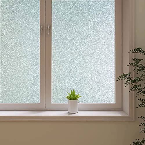 Window Privacy Film, Pure Frosted Glass Film, Sun Blocking Window Decals, Static Clings Window Sticker for Home Office Non-Adhesive No-Glue (17.5 x 78.7 inch)