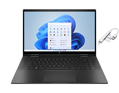 2022 Newest HP Envy X360 2-in-1 15.6" FHD IPS Touch-Screen Laptop | AMD Ryzen 5 5625U (Beat i7-1165G7) | 32GB RAM | 1TG SSD | Backlit Keyboard | Windows 11 Home | with USB3.0 HUB Bundle