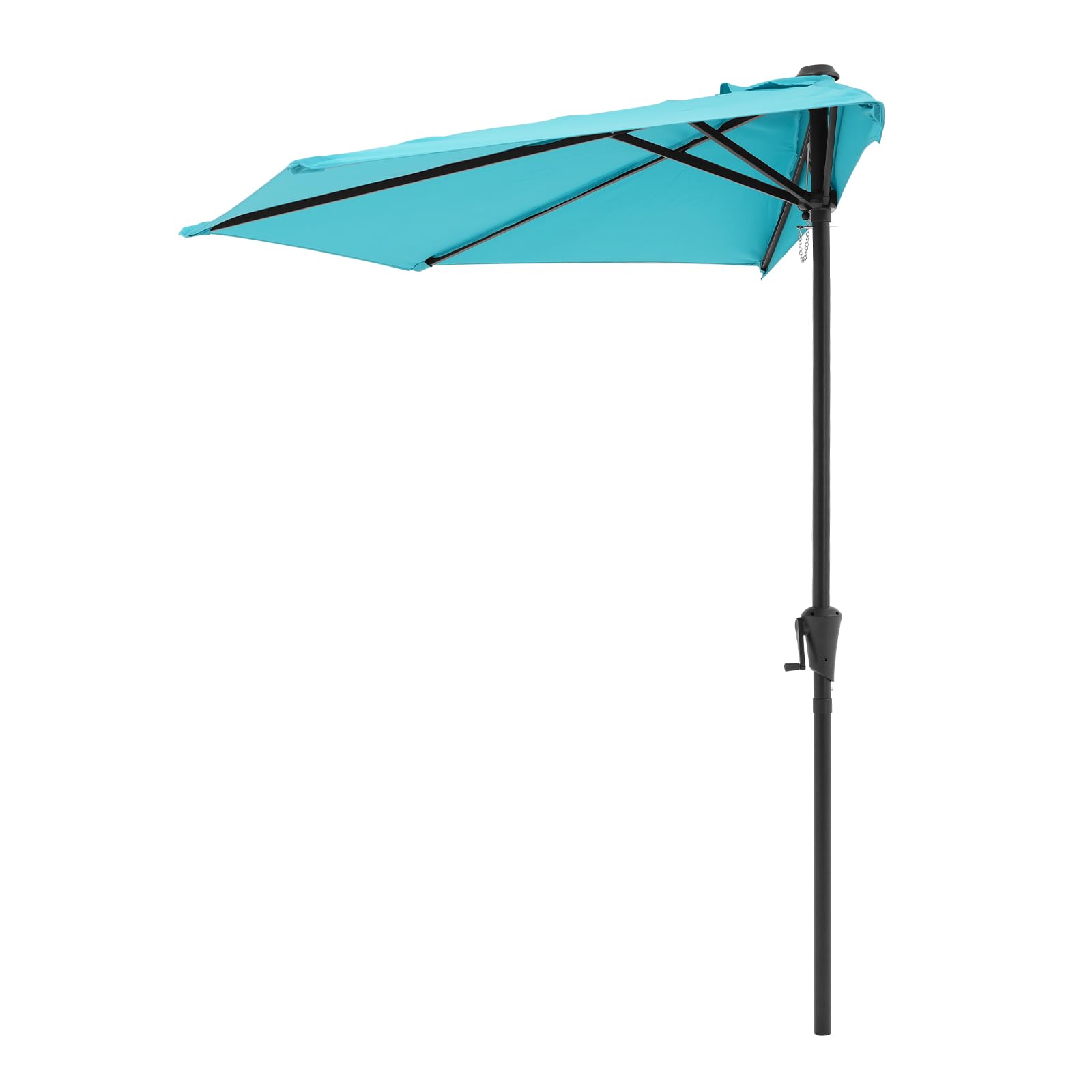 COBANA 9’ Half Round Patio Outdoor Umbrella with Crank for Deck, Balcony, Garden or Terrace Shade, Blue