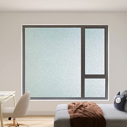 Window Privacy Film, Pure Frosted Glass Film, Sun Blocking Window Decals, Static Clings Window Sticker for Home Office Non-Adhesive No-Glue (17.5 x 78.7 inch)