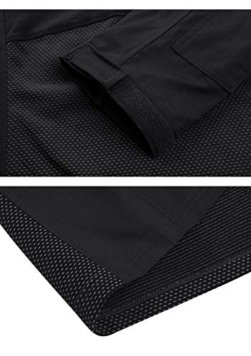 CRYSULLY Men's Spring Sport Assault Military Camo Tactical Combat Shirt Black