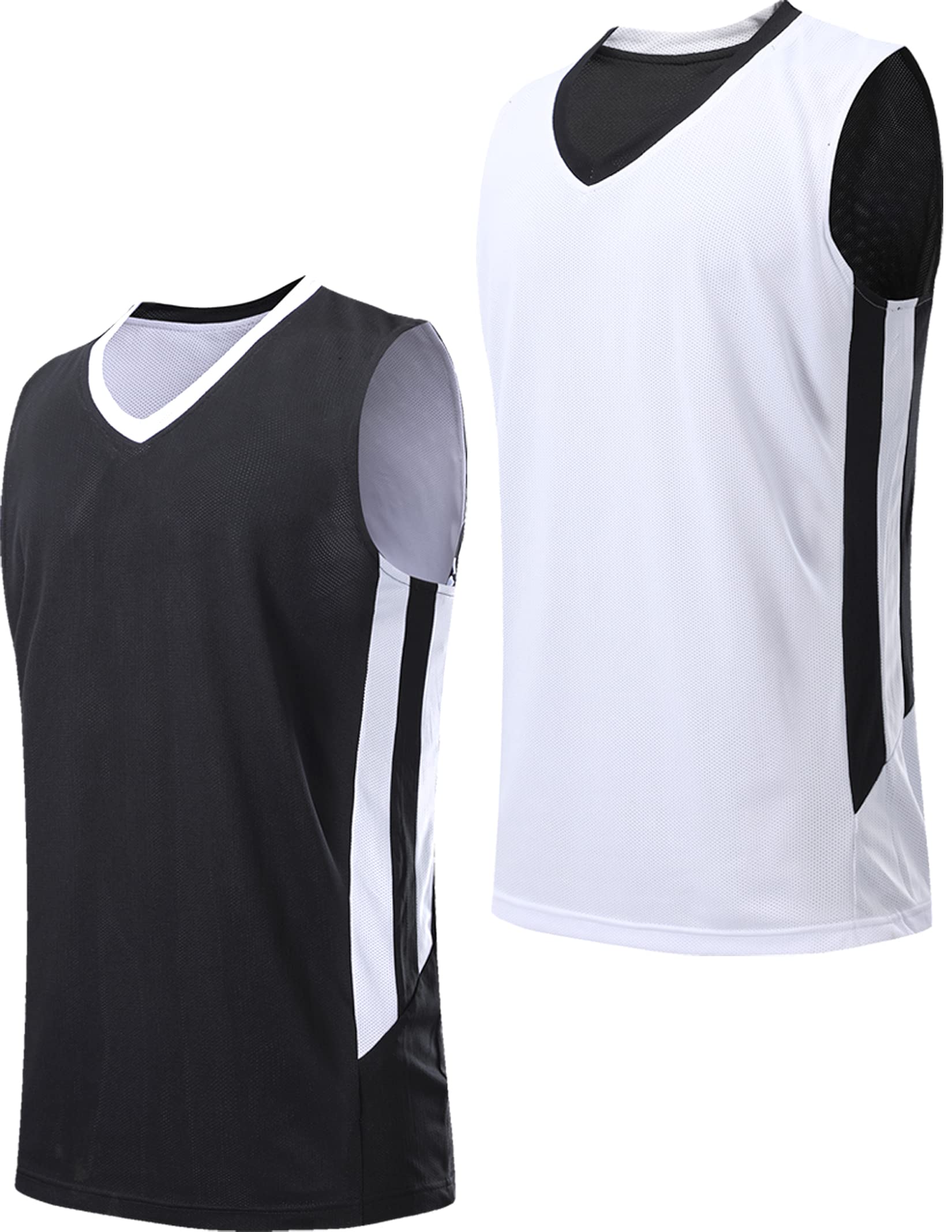 Youth Boys Reversible Mesh Performance Athletic Basketball Jerseys Blank Team Uniforms for Sports Scrimmage (1 Piece) (Blk/Wht, Youth XX-Large)