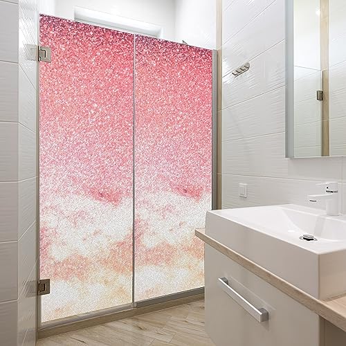 IOACIY Privacy Window Film Frosted Glass Sticker for Home Office Static Anti-UV Window Paper Decorative Window Covering for Bathroom (Universe Outer Space Starry Sky Red Blue-62, 17.7" x 23.6")