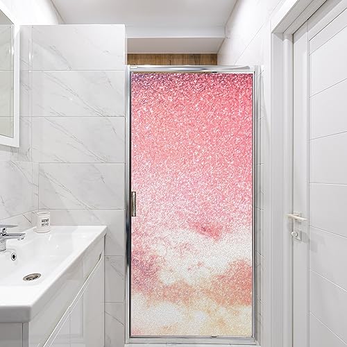 IOACIY Privacy Window Film Frosted Glass Sticker for Home Office Static Anti-UV Window Paper Decorative Window Covering for Bathroom (Universe Outer Space Starry Sky Red Blue-62, 17.7" x 23.6")