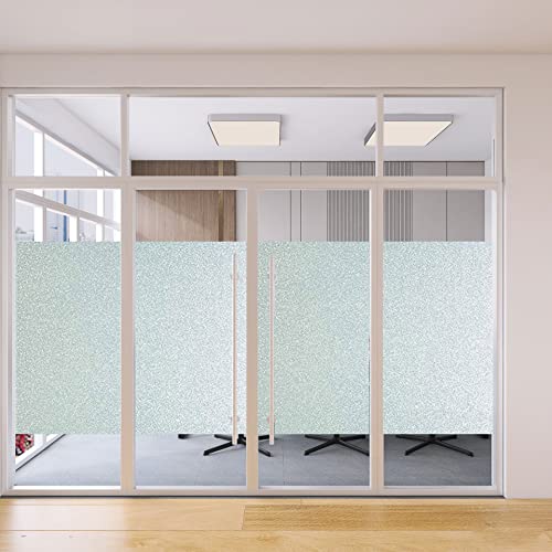 Window Privacy Film, Pure Frosted Glass Film, Sun Blocking Window Decals, Static Clings Window Sticker for Home Office Non-Adhesive No-Glue (17.5 x 78.7 inch)
