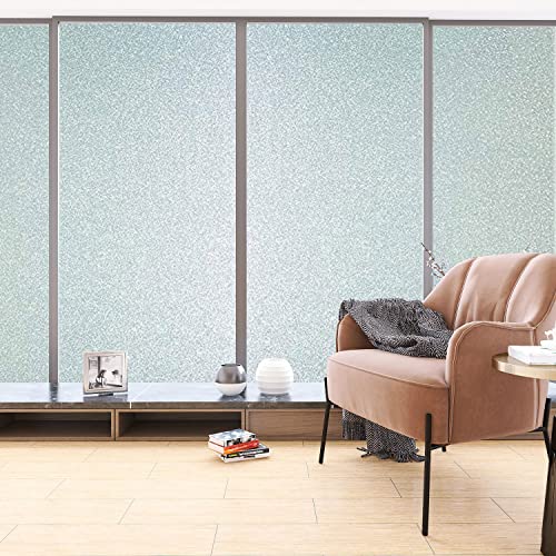 Window Privacy Film, Pure Frosted Glass Film, Sun Blocking Window Decals, Static Clings Window Sticker for Home Office Non-Adhesive No-Glue (17.5 x 78.7 inch)