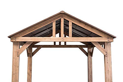 Coen L-GZ1171PWD-B Hudson Cedar Wood Pavilion with Hardtop, Gazebo, 14'x12', Natural/Brown