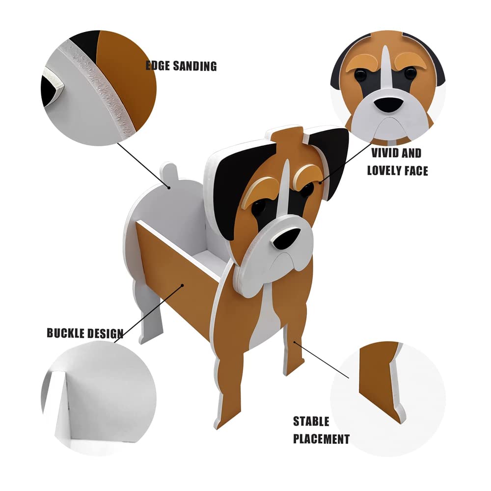 VanFty Dog Planter Boxer Shape Animal Flower Pot Large Dog planters Outdoor Decorations Lovely Gift Desk Storage Box Flowerpot Plant Container Frame for Indoor and Outdoor use