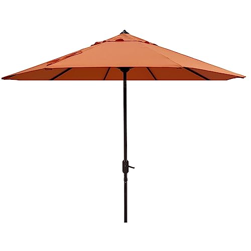 Bayside21 9' Patio Umbrella Outdoor Table Umbrella with Crank, Auto Tilt, Durable Solution Dyed Polyester Fabric Umbrella Canopy, Faded Resistant, UV Protection SPF 50+, Solartex Fabric Orange