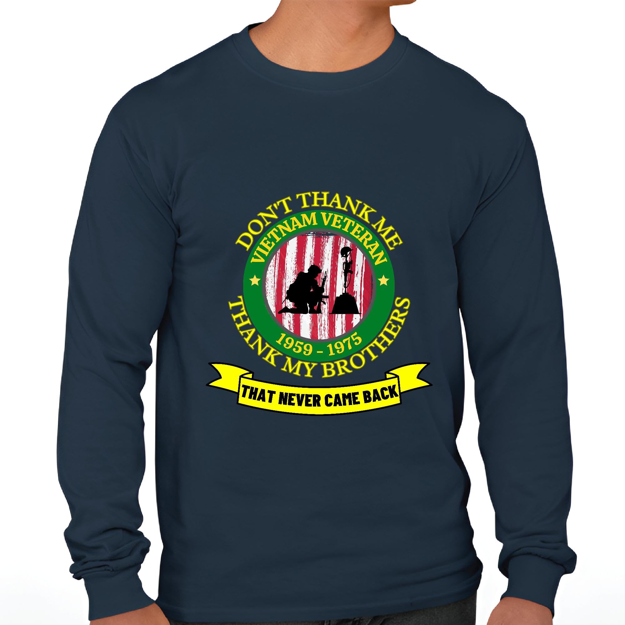 Vietnam Veteran LS T-shirt Designs for Warriors and Families Black and Muticolor Unisex Long Sleeve T Shirt