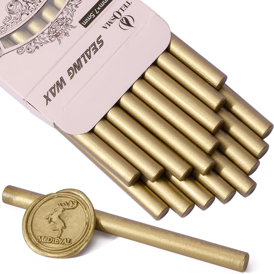 TELOSMA 16pcs Flexible Mini Glue Gun Sealing Wax Sticks for Wedding Invitation Gift Packing Decoration in Bronze