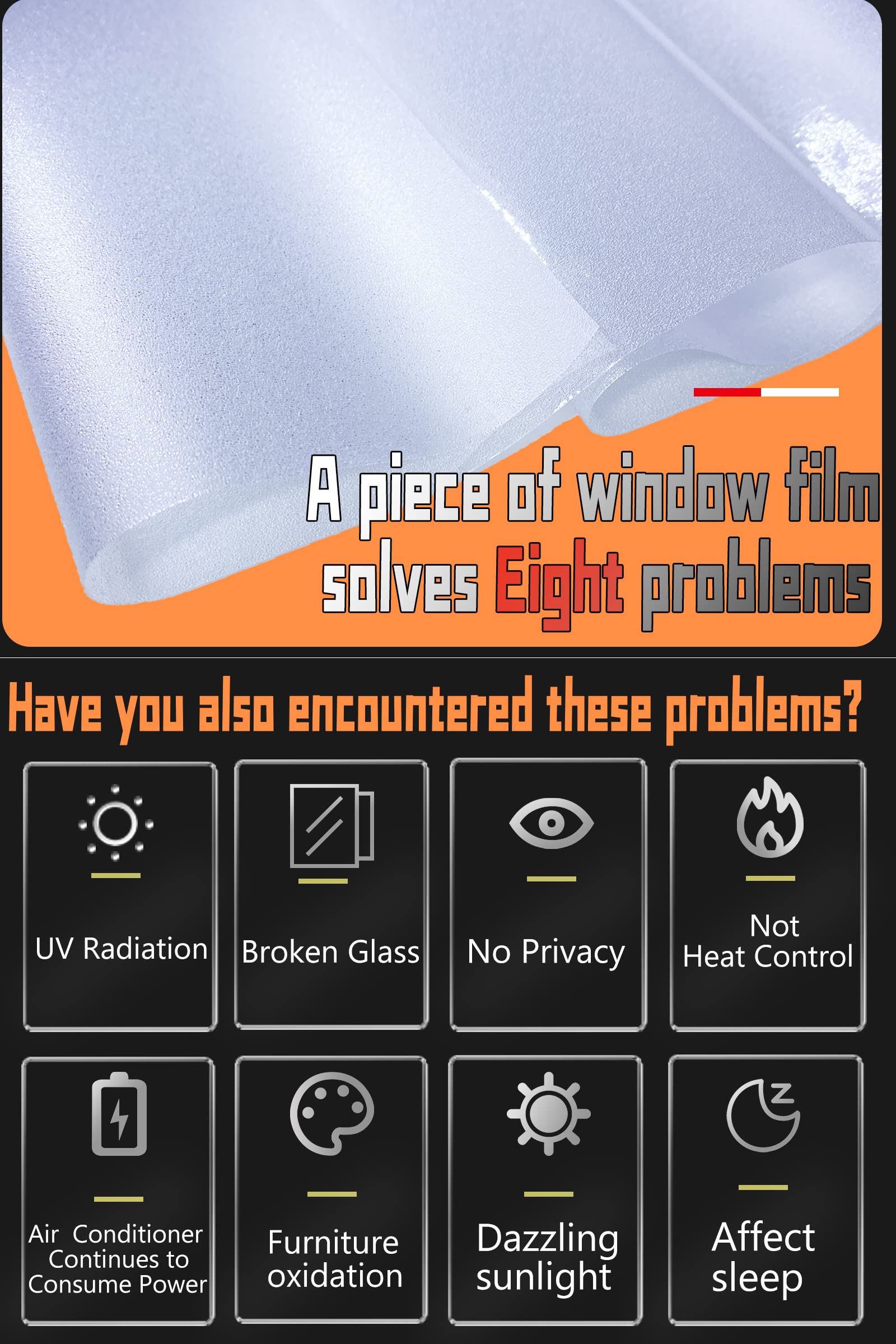 Window Privacy Film Frosted Glass Window Film, Heat Control Non-Adhesive Static Cling Decorative Opaque UV Blocking Window Films for Home Bathroom Office (Pure, 35.4”×78.7”)