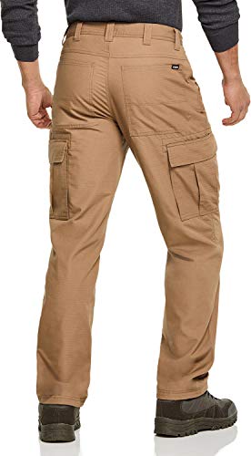 CQR Men's Winter Tactical Cargo Pants, Thermal Fleece Lined Outdoor Snow Ski Hiking Work, Fleece Cargo Coyote, 34W x 32L