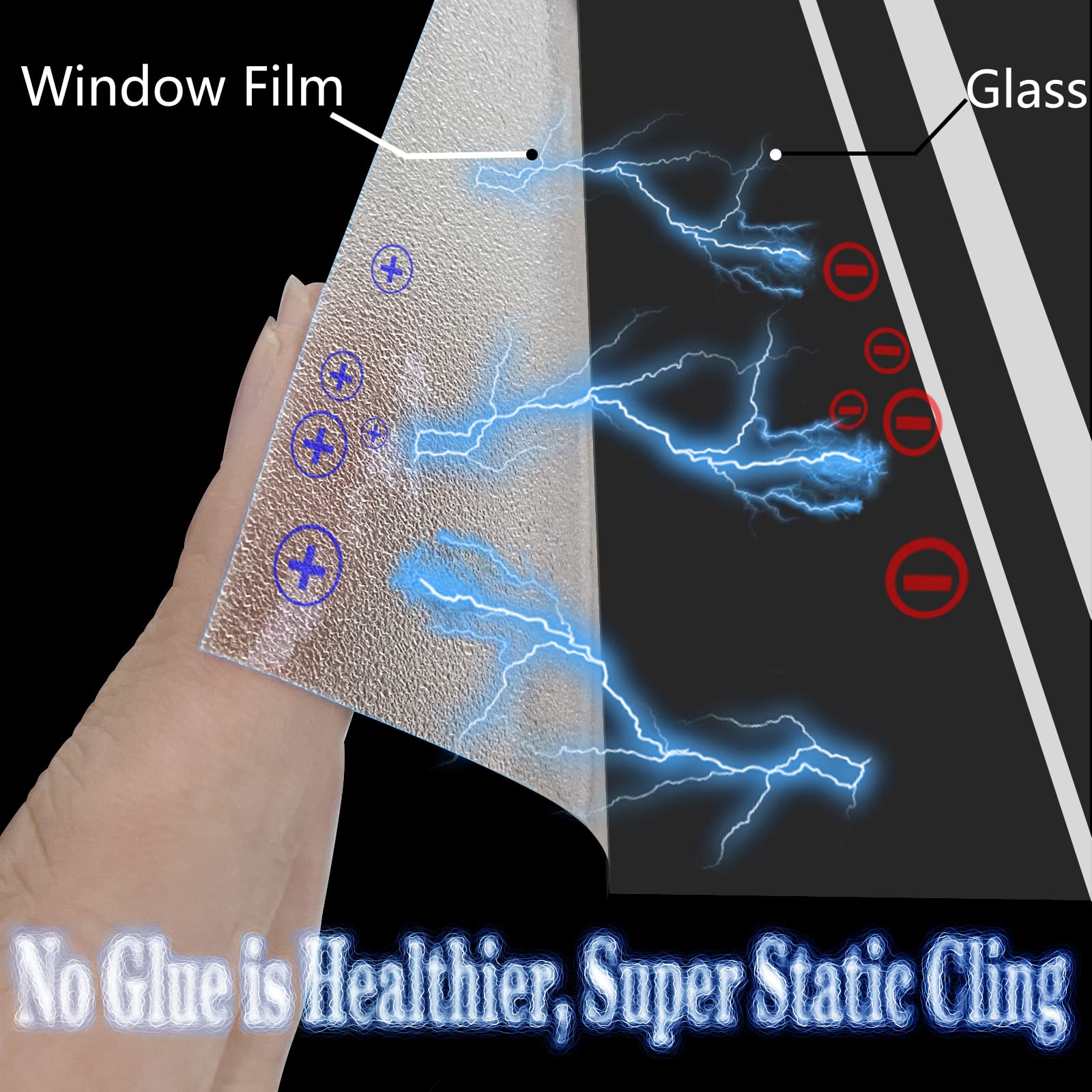 Window Privacy Film Frosted Glass Window Film, Heat Control Non-Adhesive Static Cling Decorative Opaque UV Blocking Window Films for Home Bathroom Office (Pure, 35.4”×78.7”)