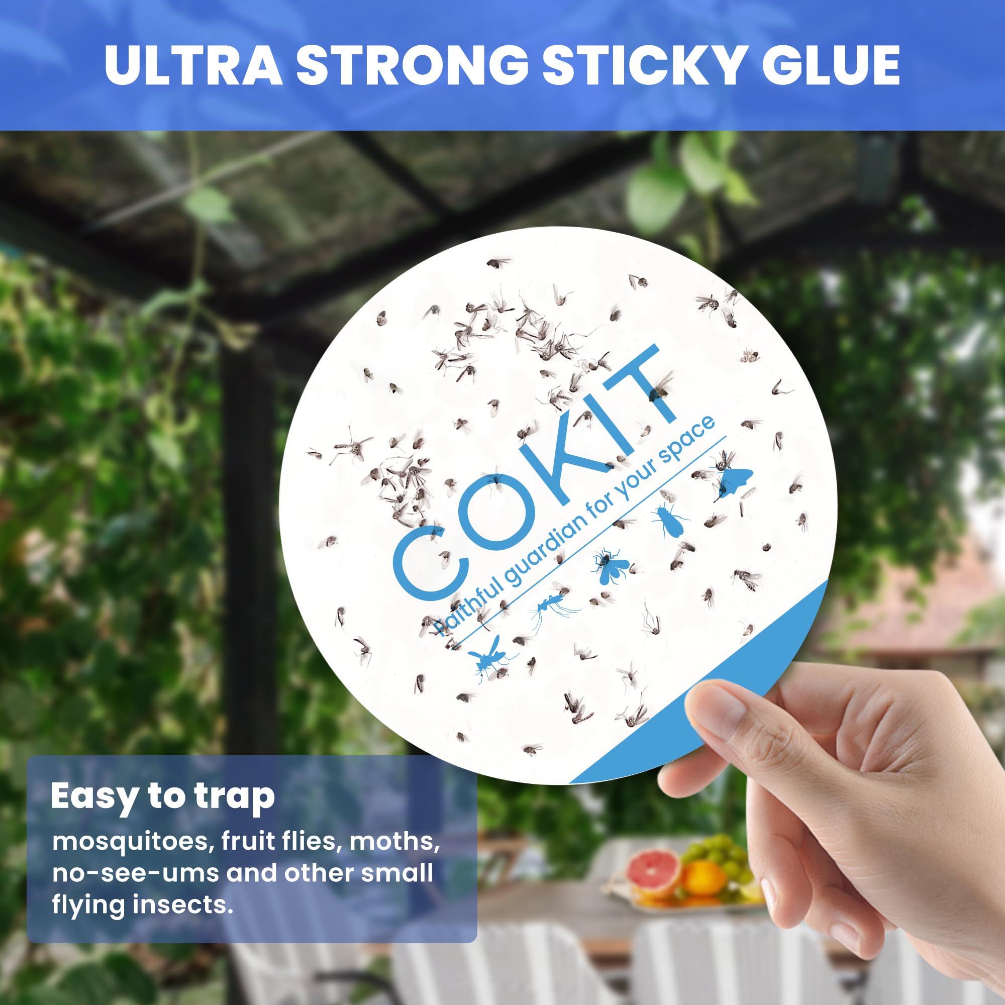 COKIT 12-Pack Glue Pads for Flying Insect Traps, Sticky Glue Boards Refill for Gnats, Mosquitoes, and Fruit Fly Catchers, Indoor Replacement Cards (4.0 Inches)