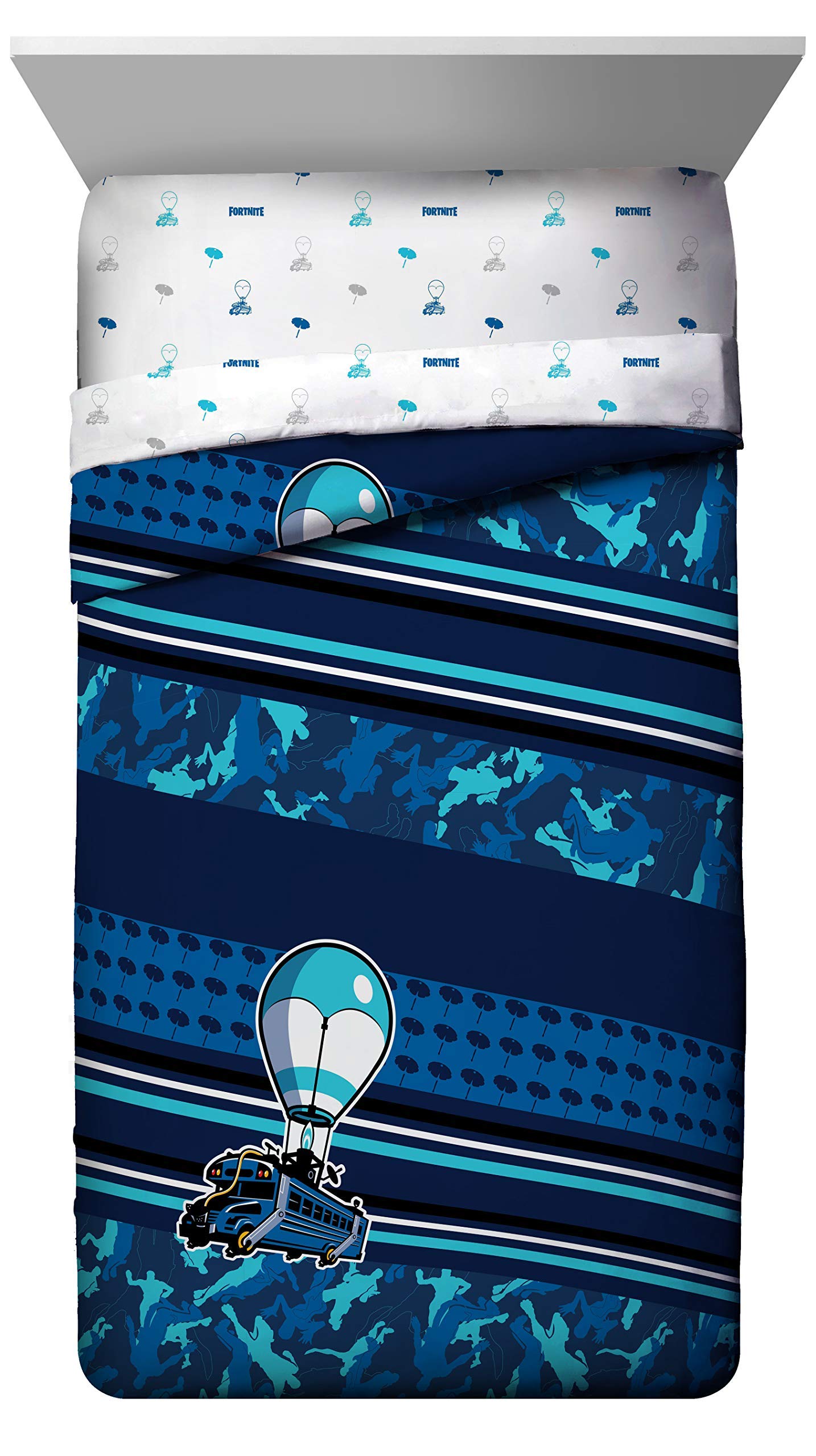 Jay Franco Fortnite Battle Bus 9-Piece Full Bedding Bundle- Includes Bed Set, Throw Blanket, Dec Pillow Cover