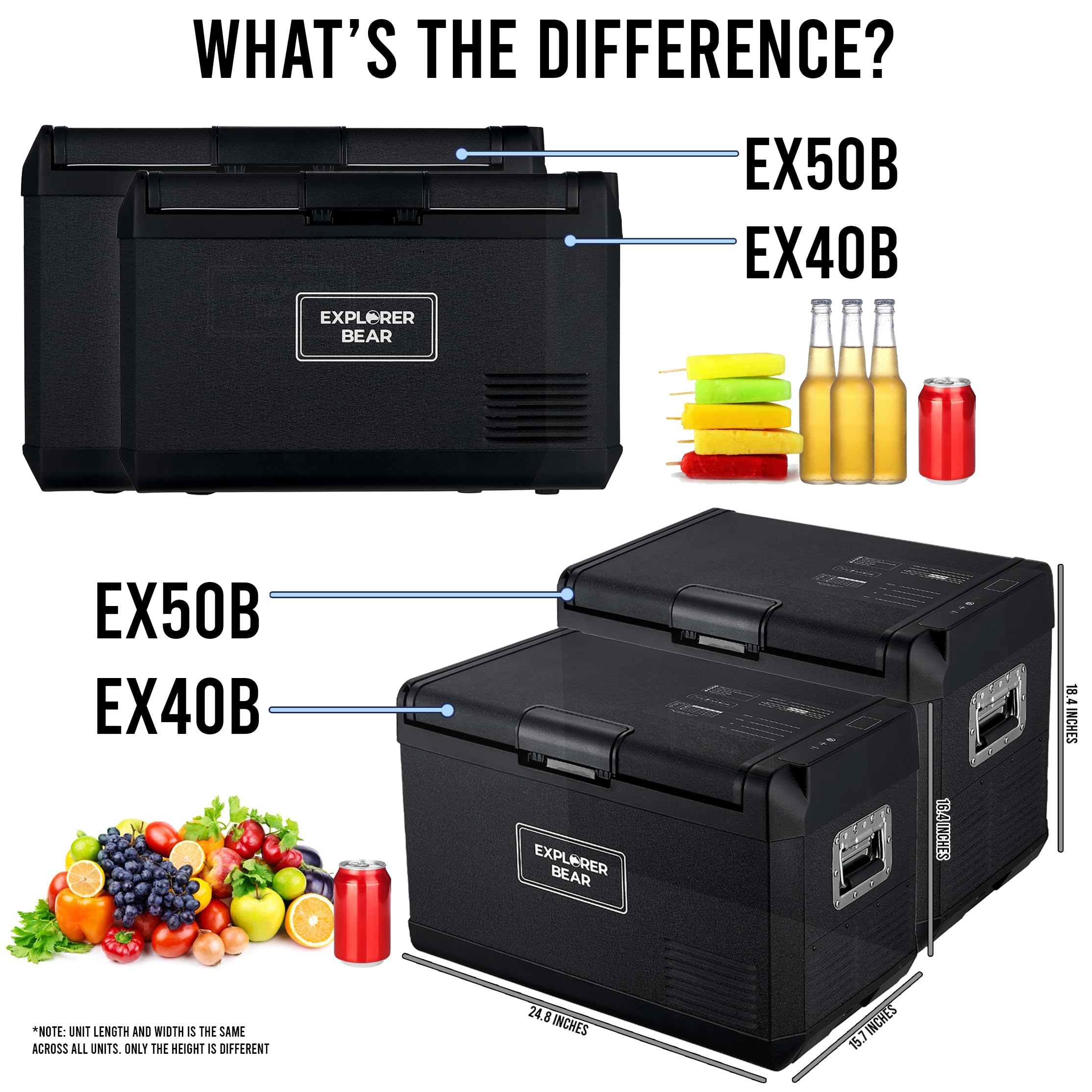 Explorer Bear 12 Volt Refrigerator 12V Car Fridge 40L/42.3Qt 12/24V DC 110-240V AC Portable Freezer Compressor Cooler 0℉-50℉ 3-Year Warranty For Truck Van RV SUV Boat Trailer Travel Road Trips Camping