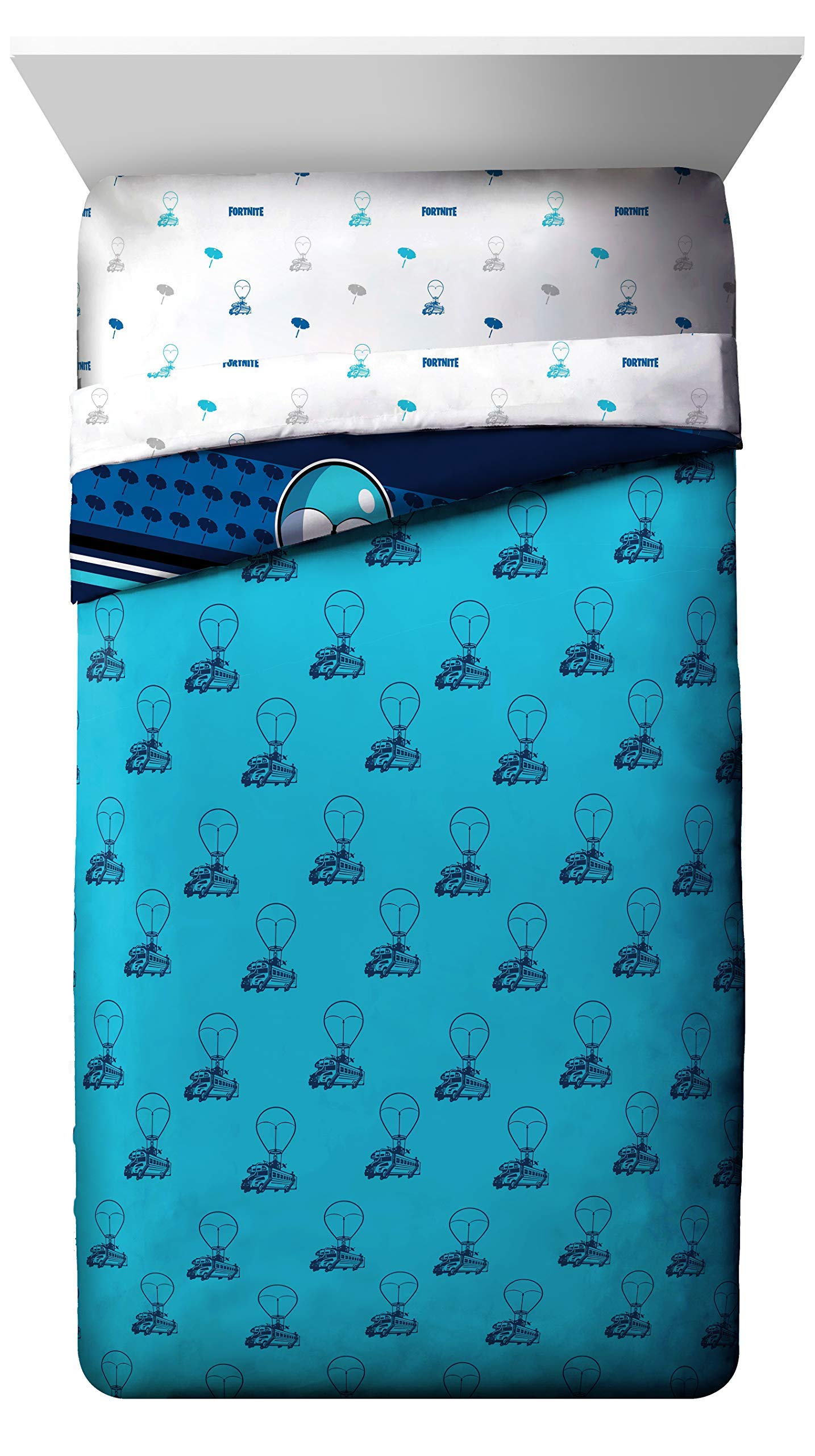 Jay Franco Fortnite Battle Bus 9-Piece Full Bedding Bundle- Includes Bed Set, Throw Blanket, Dec Pillow Cover