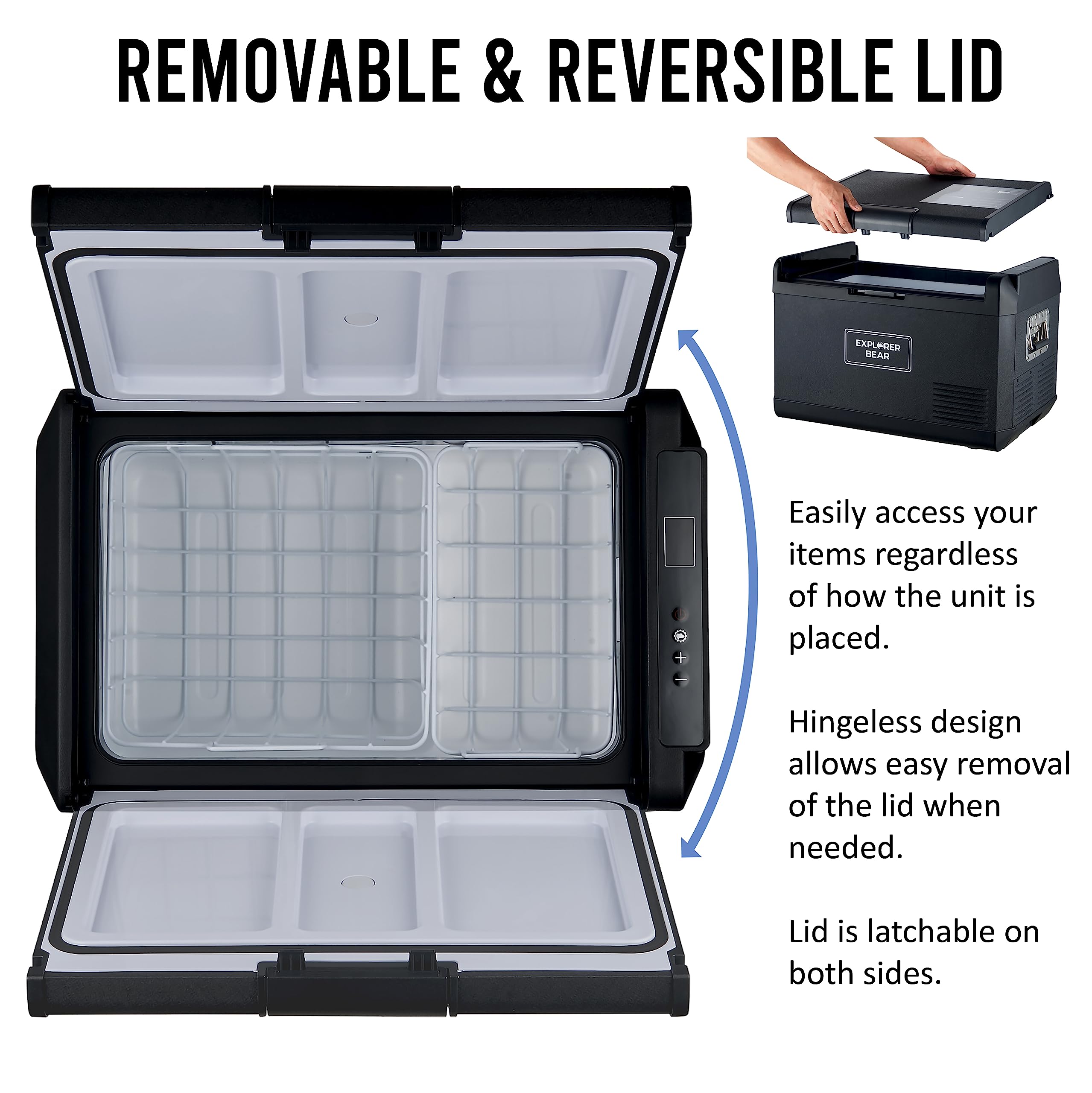Explorer Bear 12 Volt Refrigerator 12V Car Fridge 40L/42.3Qt 12/24V DC 110-240V AC Portable Freezer Compressor Cooler 0℉-50℉ 3-Year Warranty For Truck Van RV SUV Boat Trailer Travel Road Trips Camping