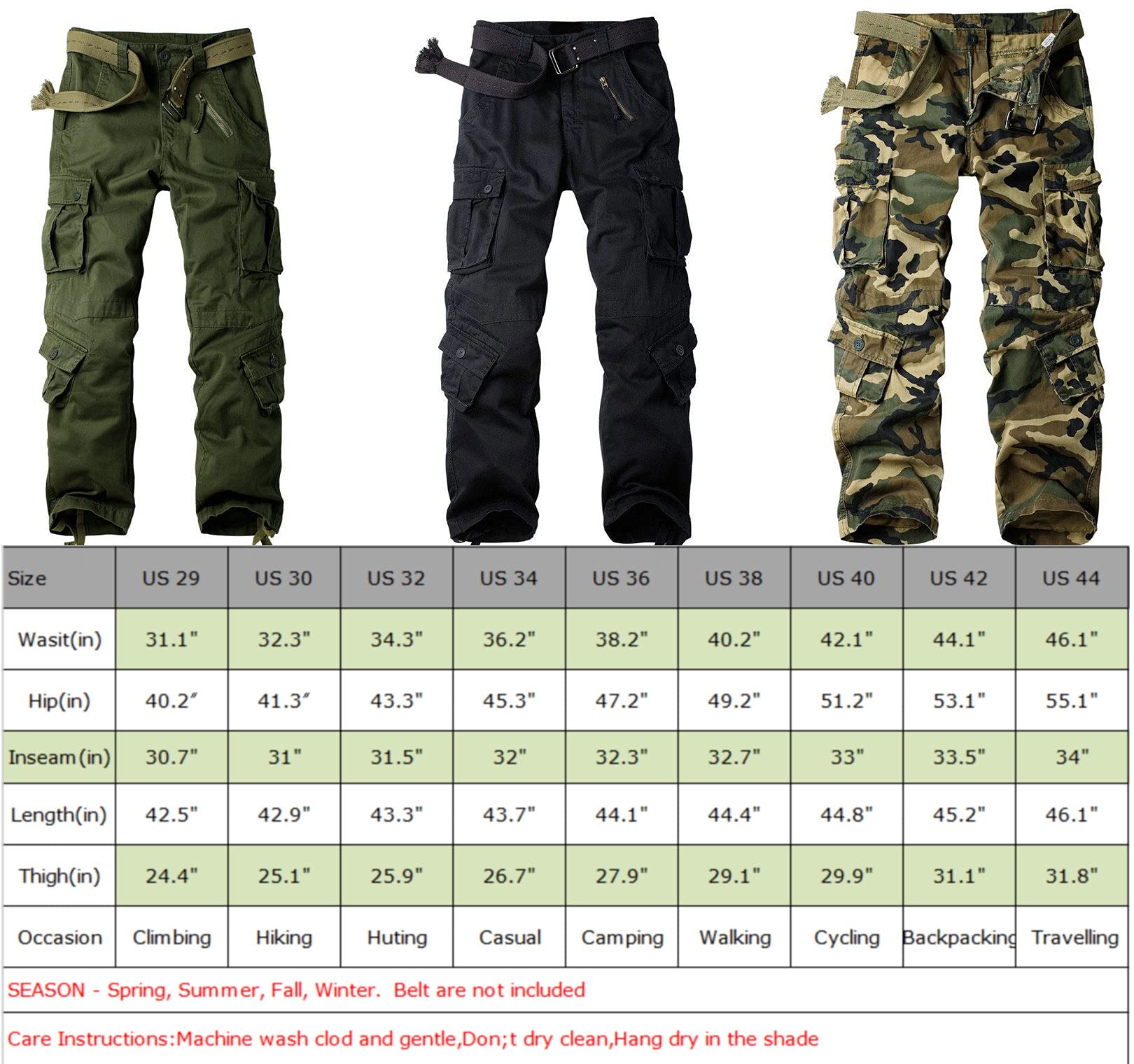 Mesinsefra Men's Cotton Casual Military Army Cargo Camo Combat Work Pants with 8 Pocket Camo White 38