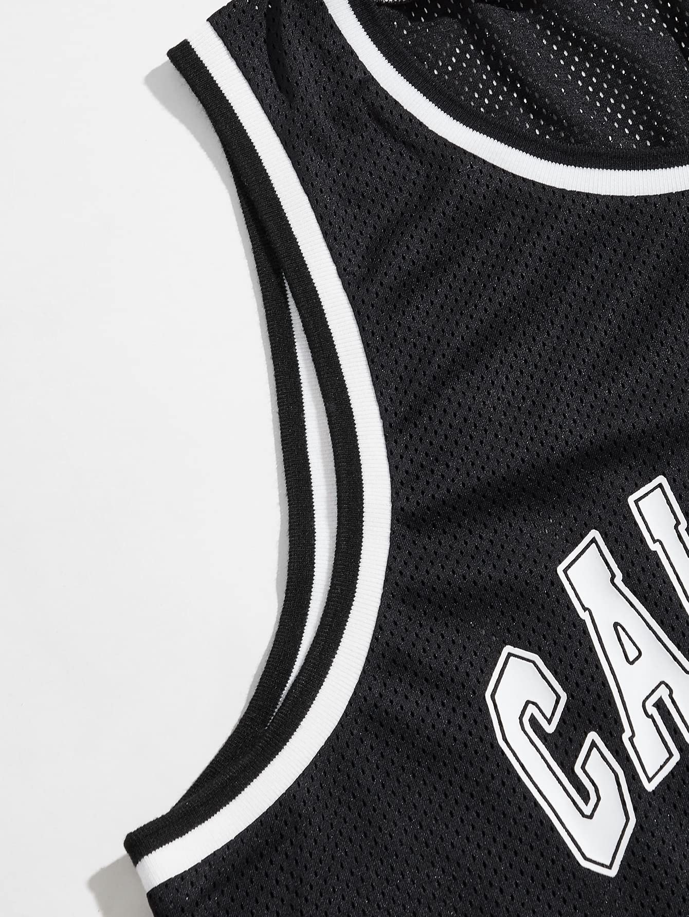 SOLY HUX Men's California Mesh Athletic Basketball Jersey Letter Print Sleeveless Tank Top Black M
